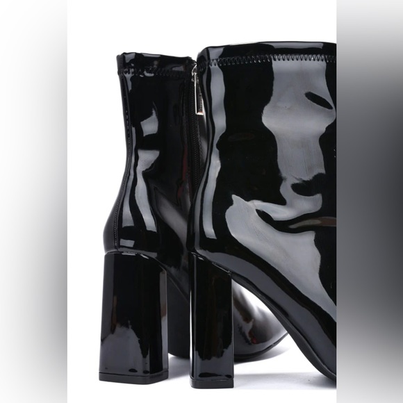 Shoes | Black Patent Heeled Bootie | Poshmark